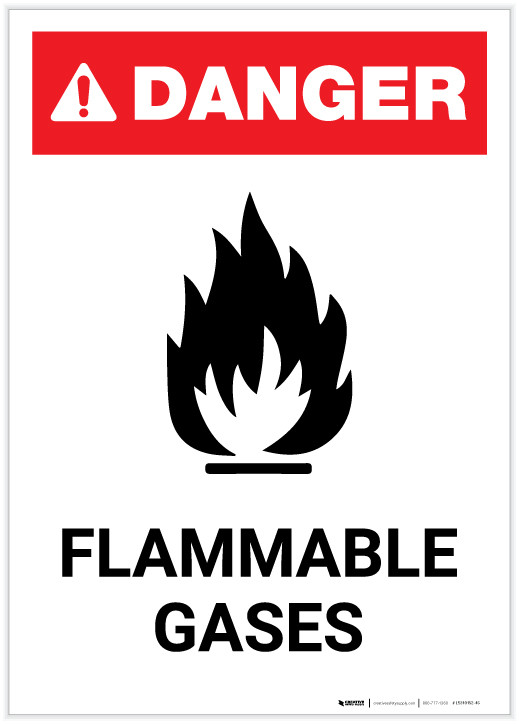 Danger: Flammable Gases with Icon Portrait - Label | Creative Safety Supply