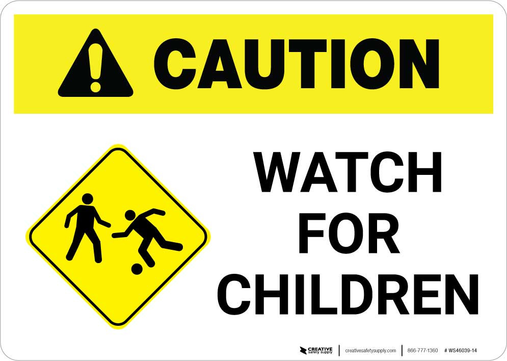 Caution: Watch for Children with Icon Landscape | Creative Safety Supply