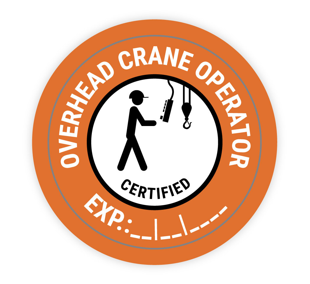 Overhead Crane Operator Write In Experation Date - Hard Hat Sticker
