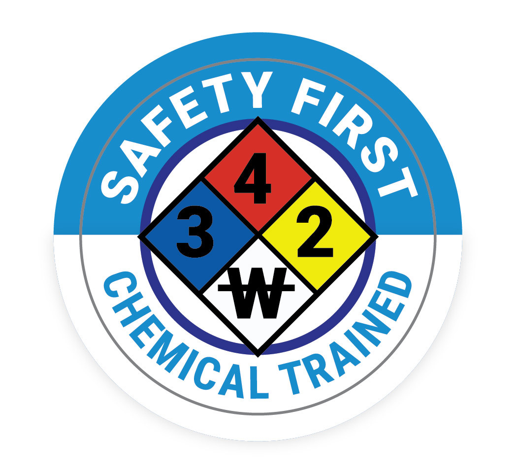 Safety First Chemical Trained with NFPA Symbol - Hard Hat Sticker ...