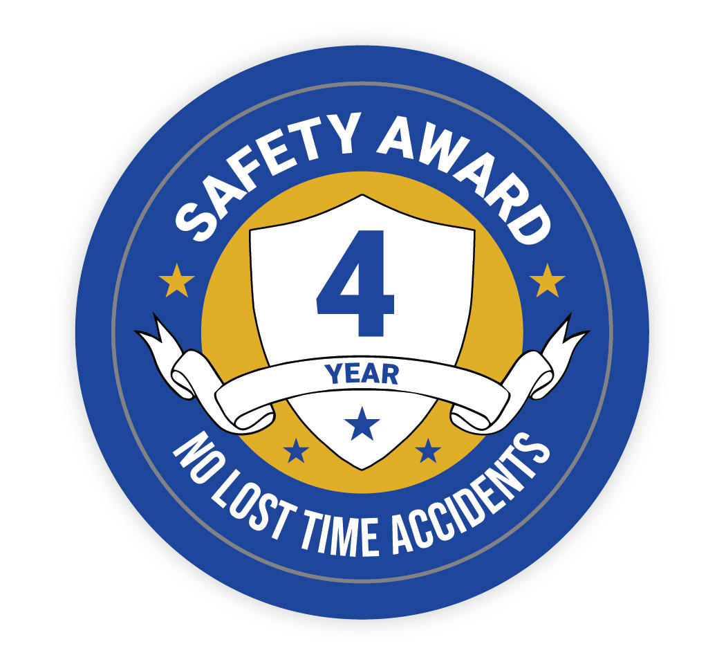 4 Year Safety Award - No Lost Time Accidents - Hard Hat Sticker ...