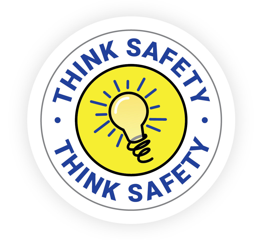Think Safety with Light Bulb Icon - Hard Hat Sticker