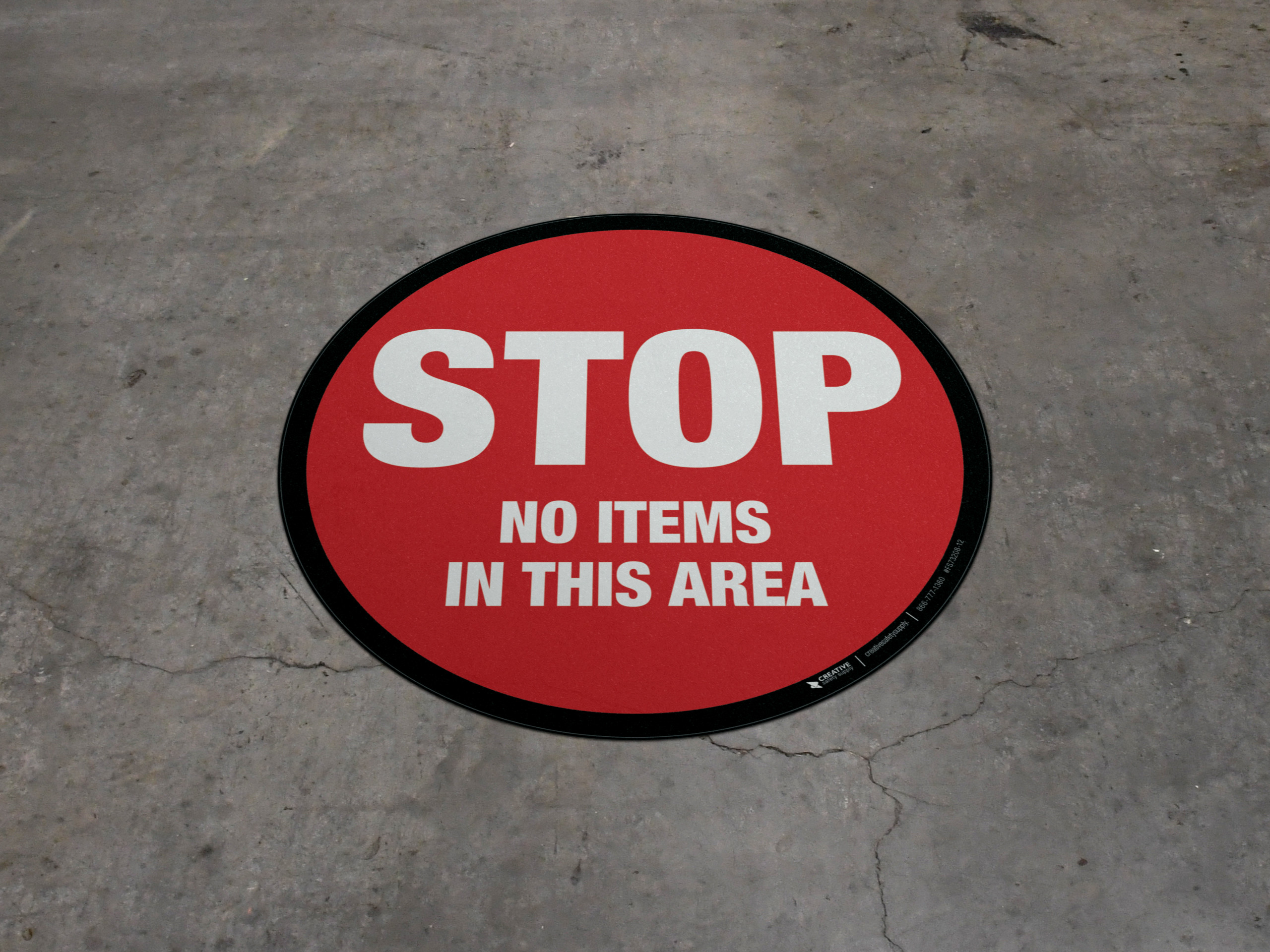 Stop: No Items in This Area - Floor Sign