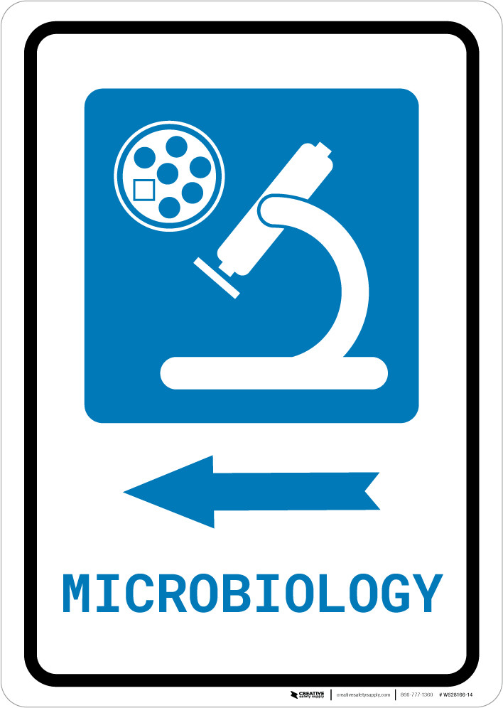 Microbiology Left Arrow with Icon Portrait - Wall Sign