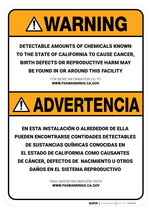 Prop 65 Warning Signs | Creative Safety Supply