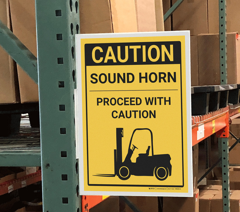 Caution: Sound Horn/Proceed with Caution - Rack Mounted Sign