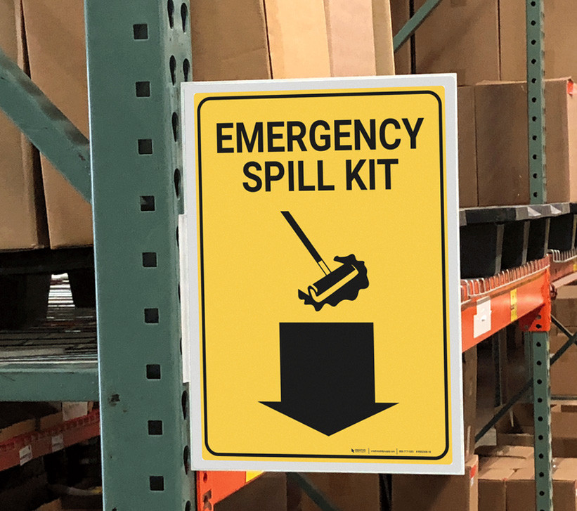 Emergency Spill Kit - Rack Mounted Sign
