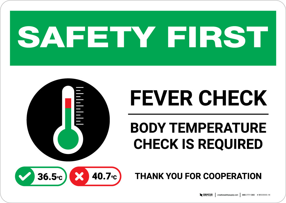 Safety First: Fever Check Body Temperature Check Required with Icon ...