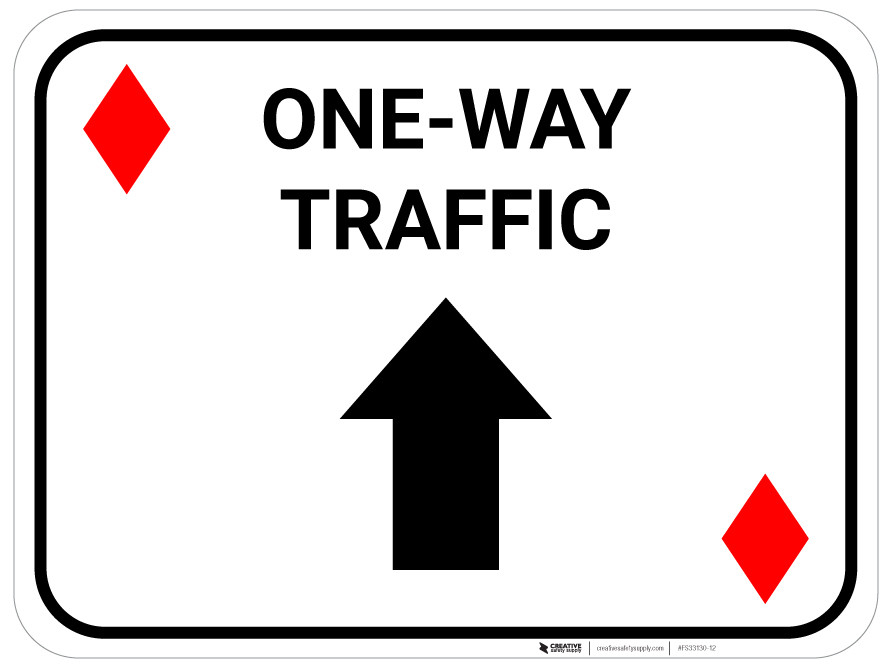 One Way Traffic Up Arrow Red Diamonds - Rectangle Casino - Floor Sign