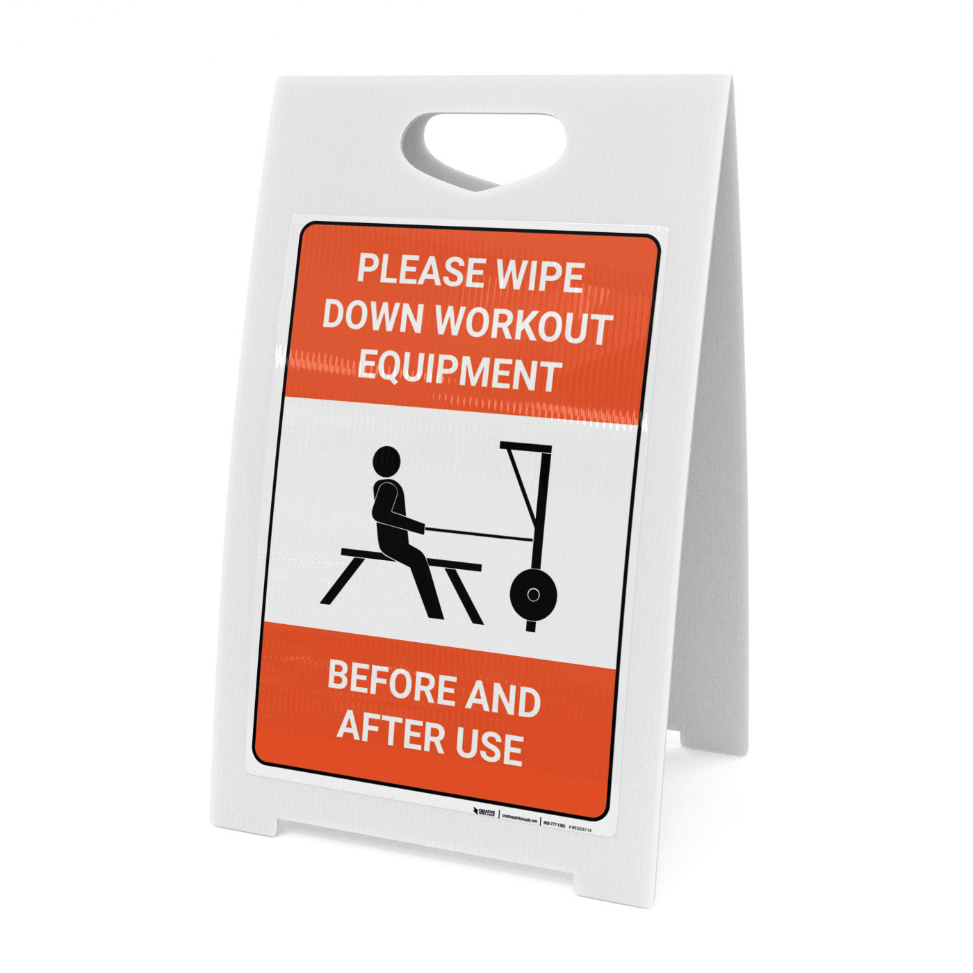 Please Wipe Down Workout Equipment Before and After Use - A-Frame Sign