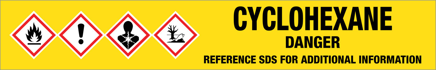 Cyclohexane [CAS# 110-82-7] - GHS Pipe Marking Label