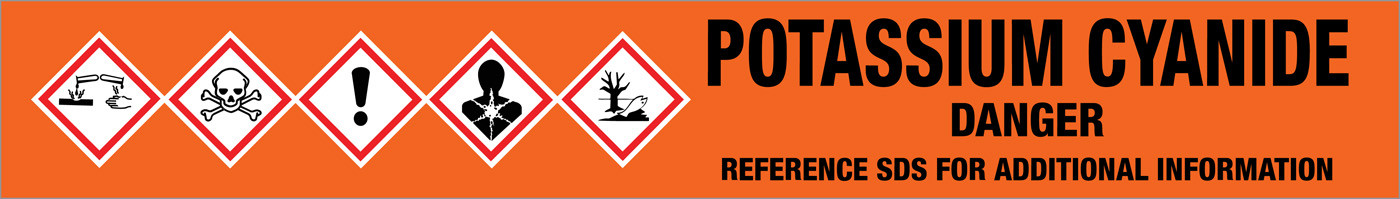 Potassium Cyanide [CAS# 151-50-8] - GHS Pipe Marking Label