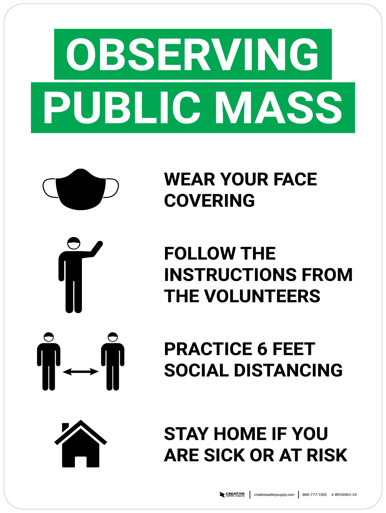 Observing Public Mass Health Precautions with Icon Portrait V2 - Wall Sign