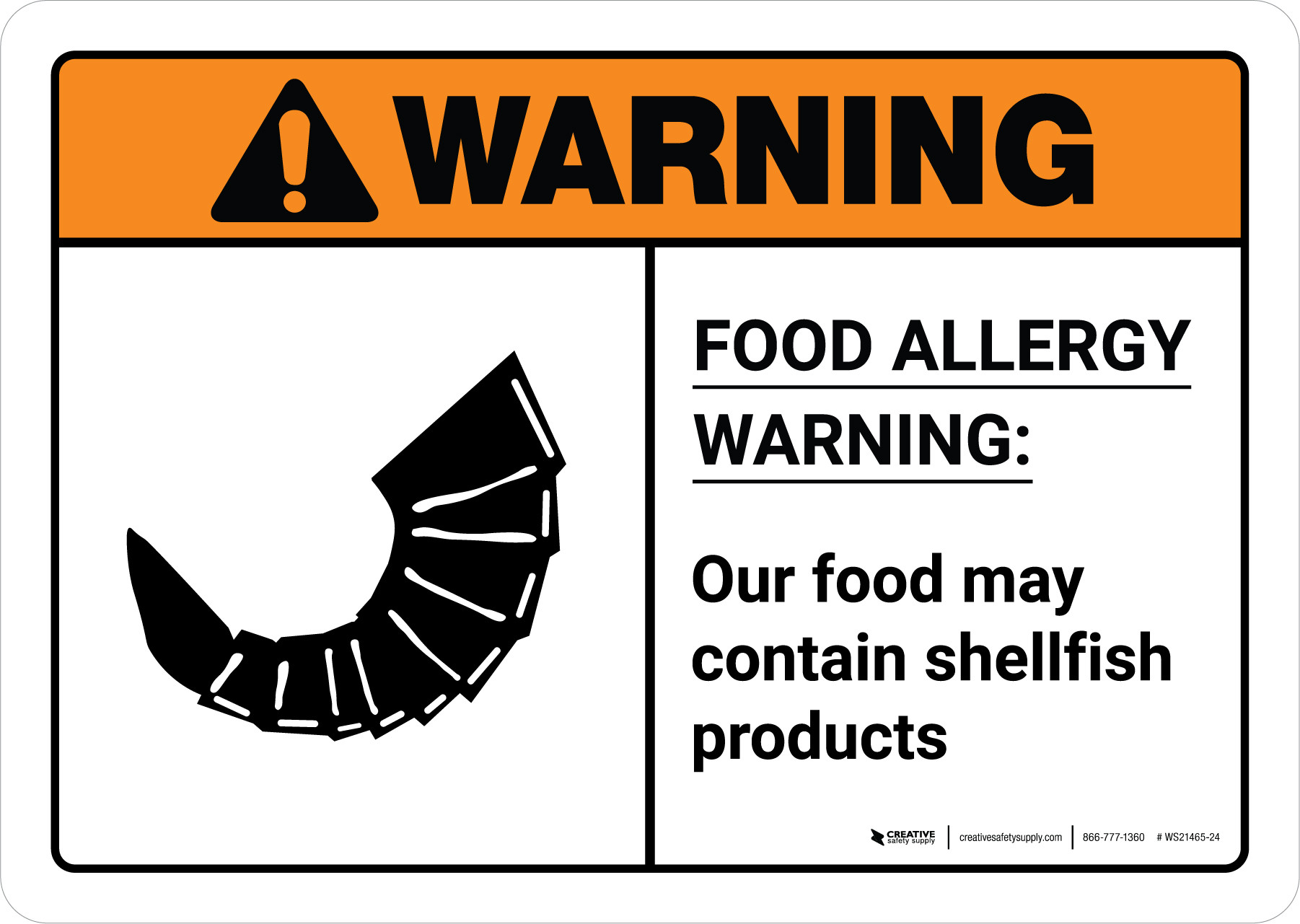 Warning: Food Allergy Warning - Our Food May Contain Shellfish with ...