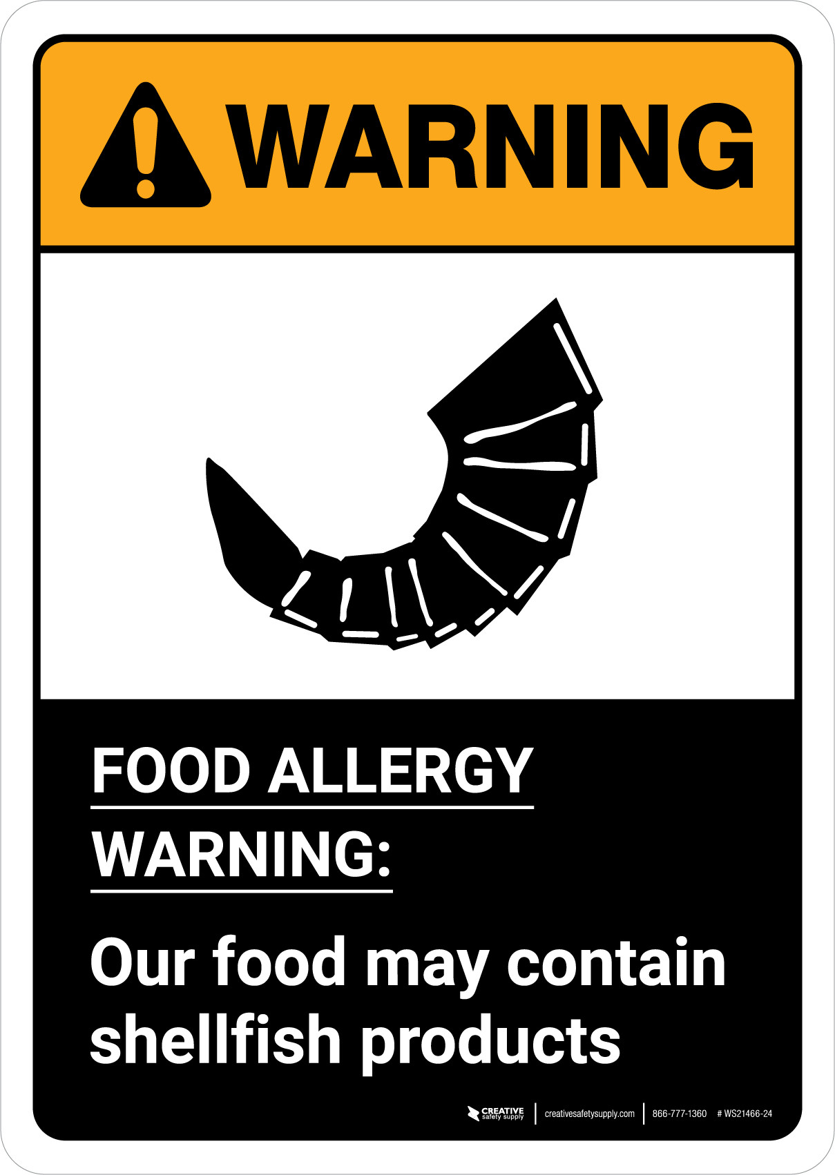 Warning: Food Allergy Warning - Our Food May Contain Shellfish with ...