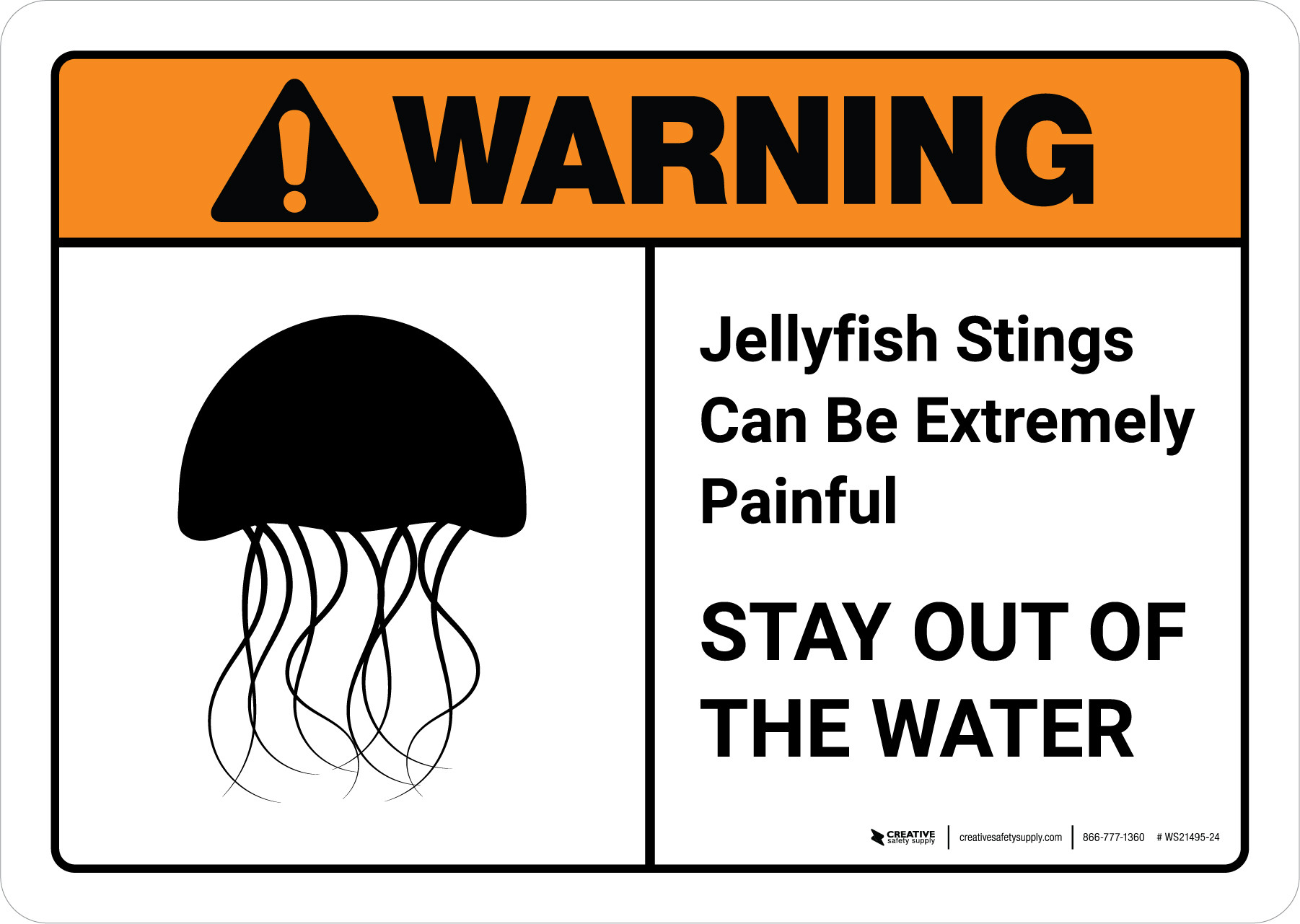 Warning: Jellyfish Stings Can Be Painful Stay Out Of Water with Icon ...
