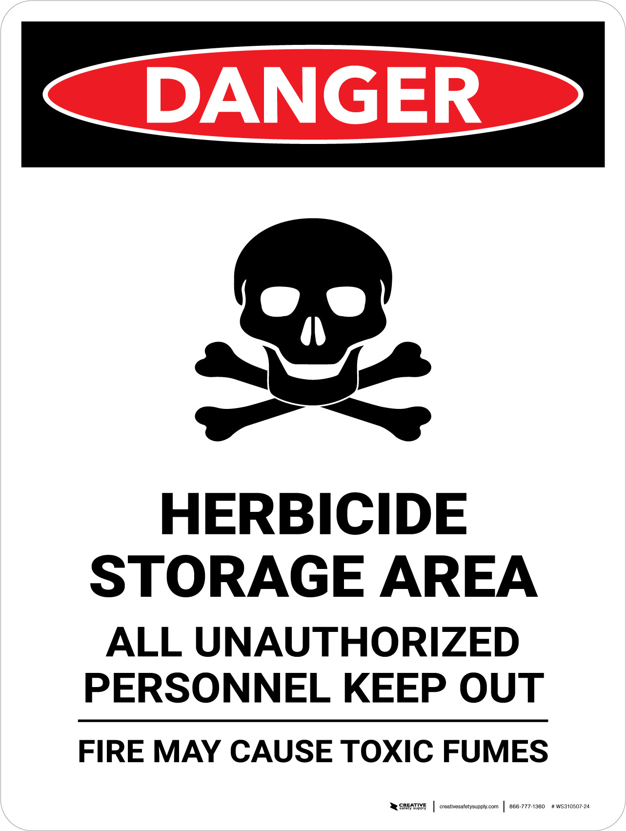 Danger: Herbicide Storage Area All Portrait - Wall Sign