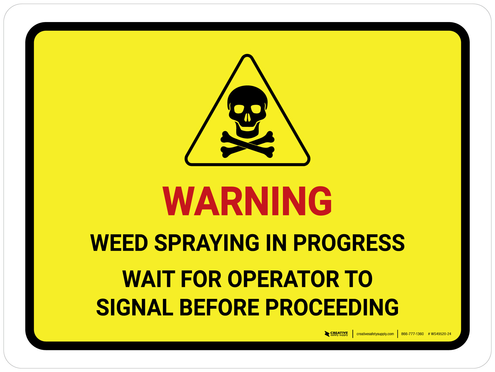 Warning - Weed Spraying In Progress with Hazard Icon Landscape - Wall Sign