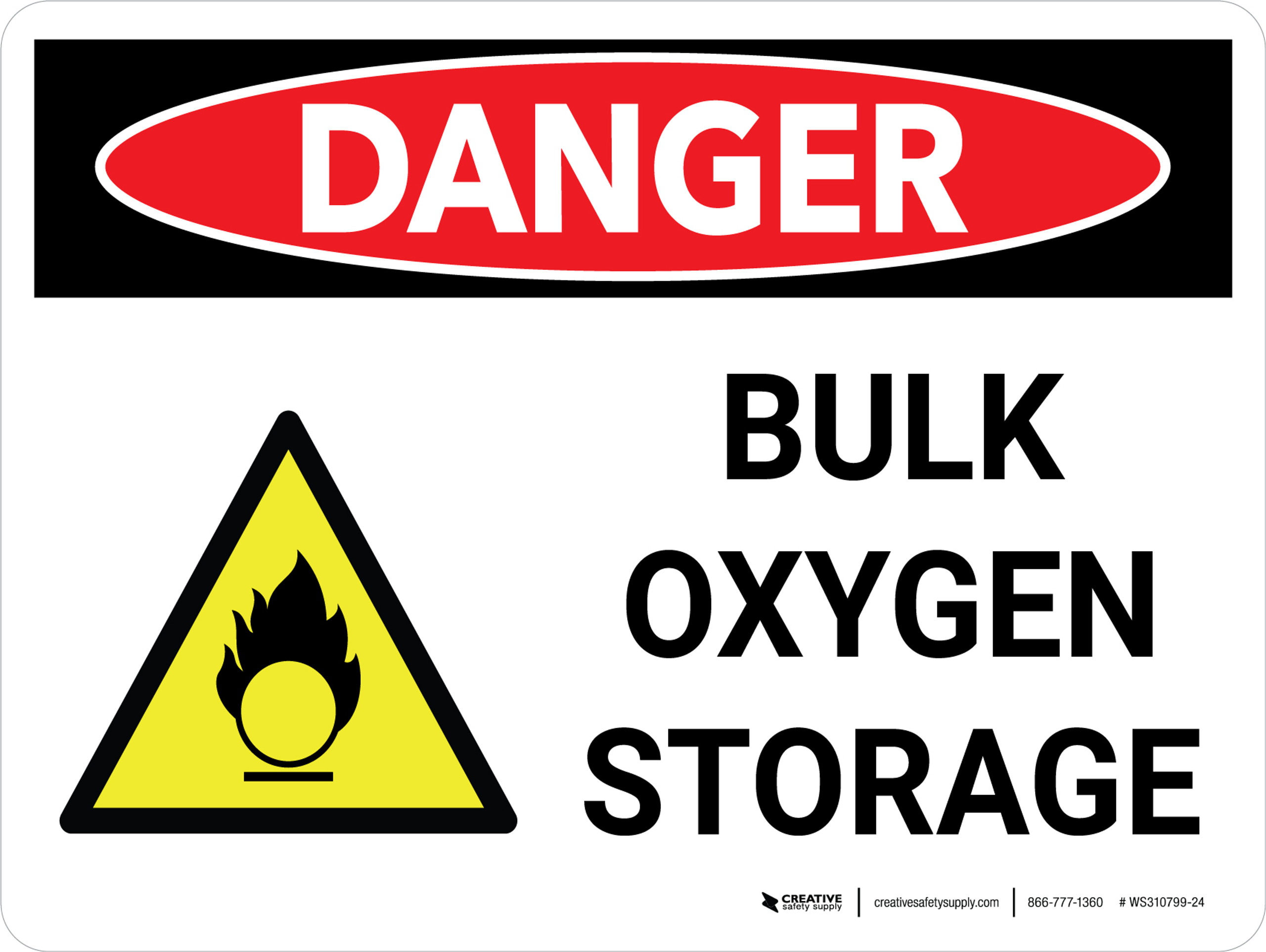 Danger Bulk Oxygen Storage Landscape With Icon Wall Sign Danger Bulk Oxygen Storage Landscape With Icon Wall Sign