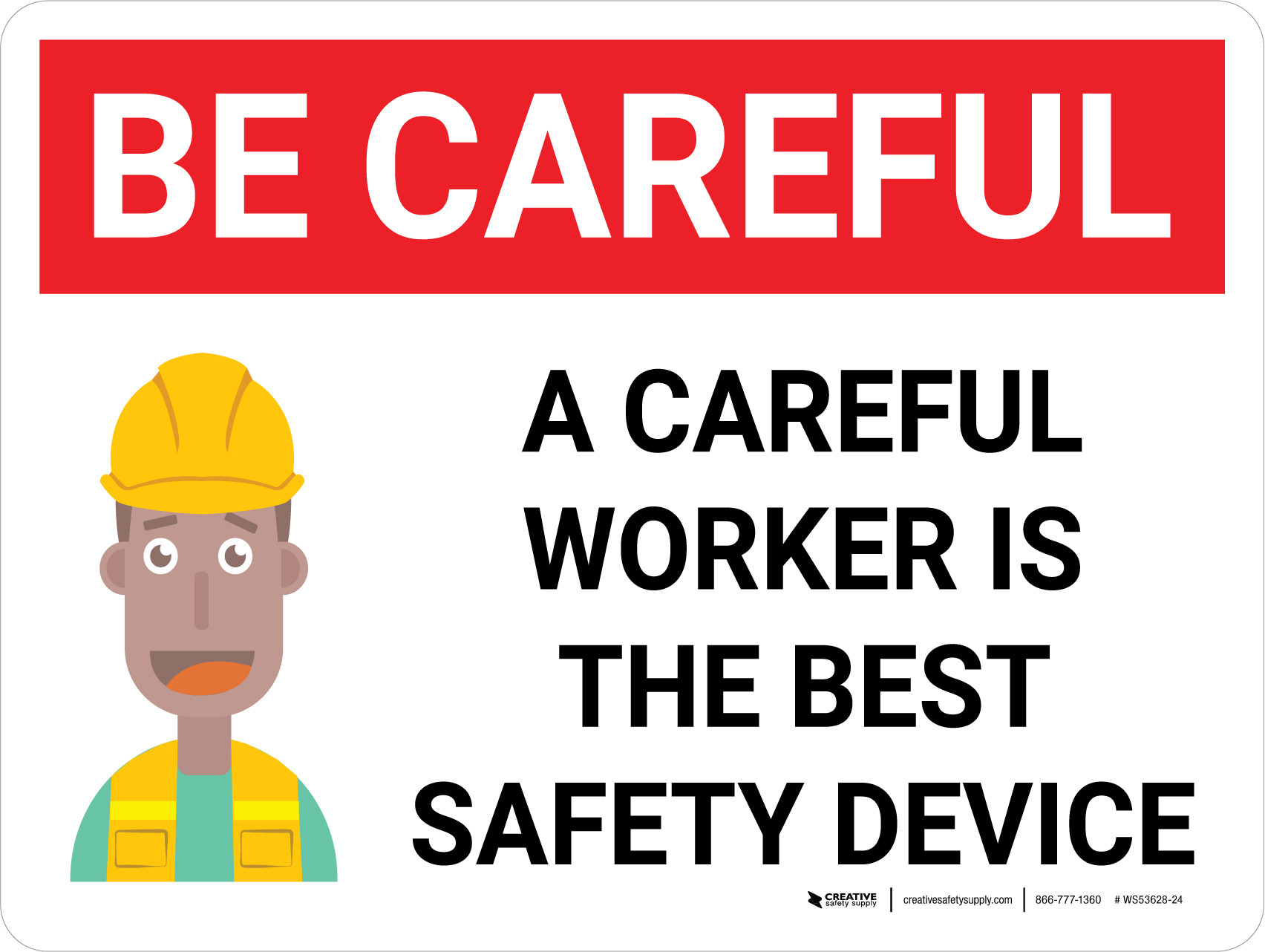 Be Careful: A Careful Worker the Best Safety Device Landscape with Icon ...