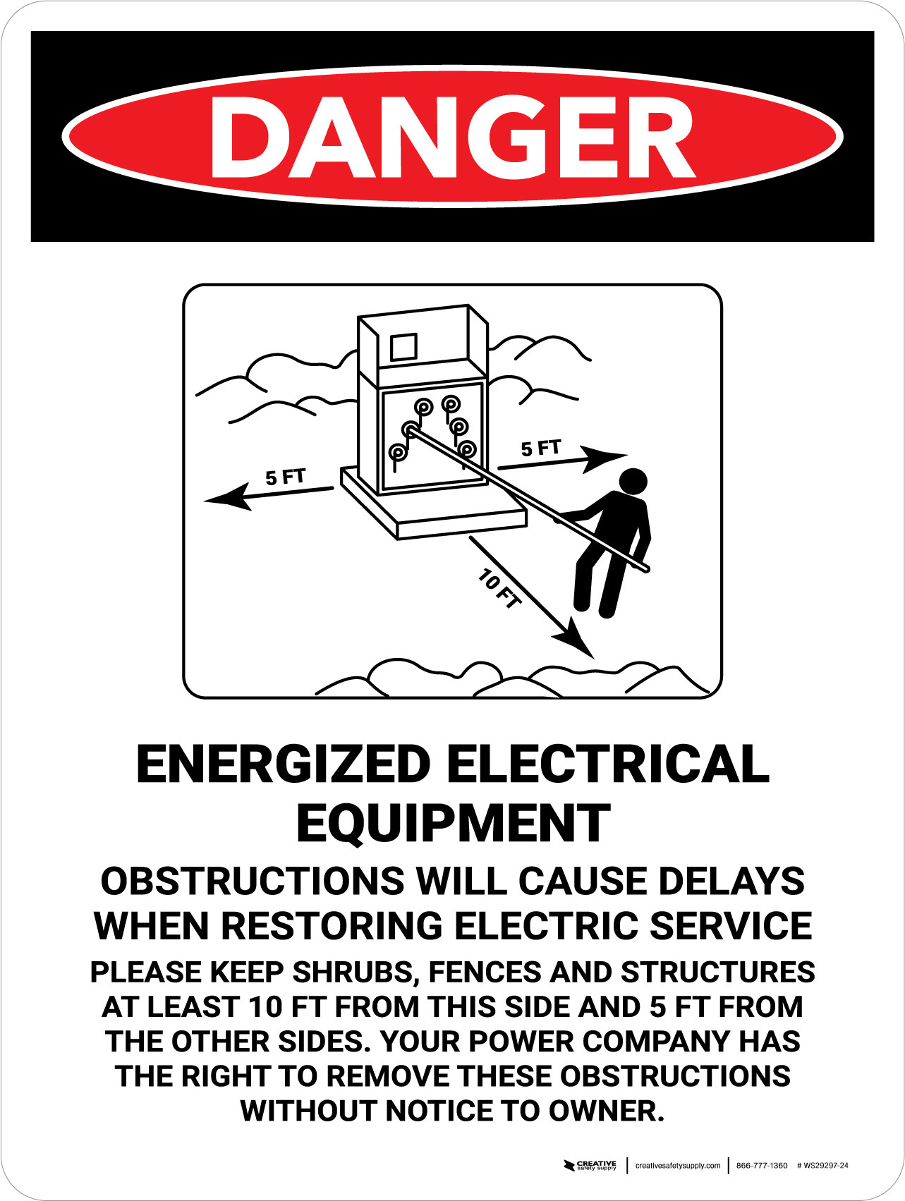 Danger: Energized Electrical Equipment - Obstructions Will Cause Delays ...