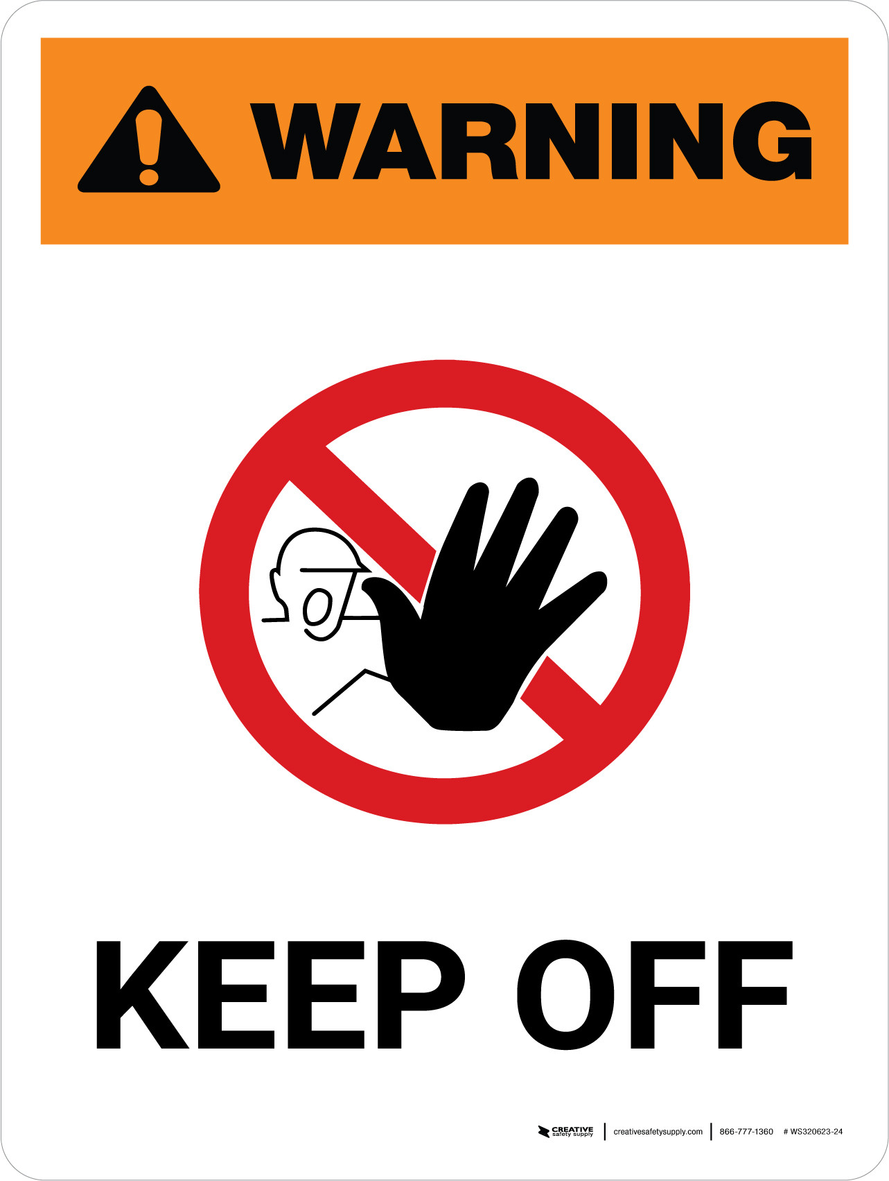 Warning: Keep Off Portrait White With Icon - Wall Sign