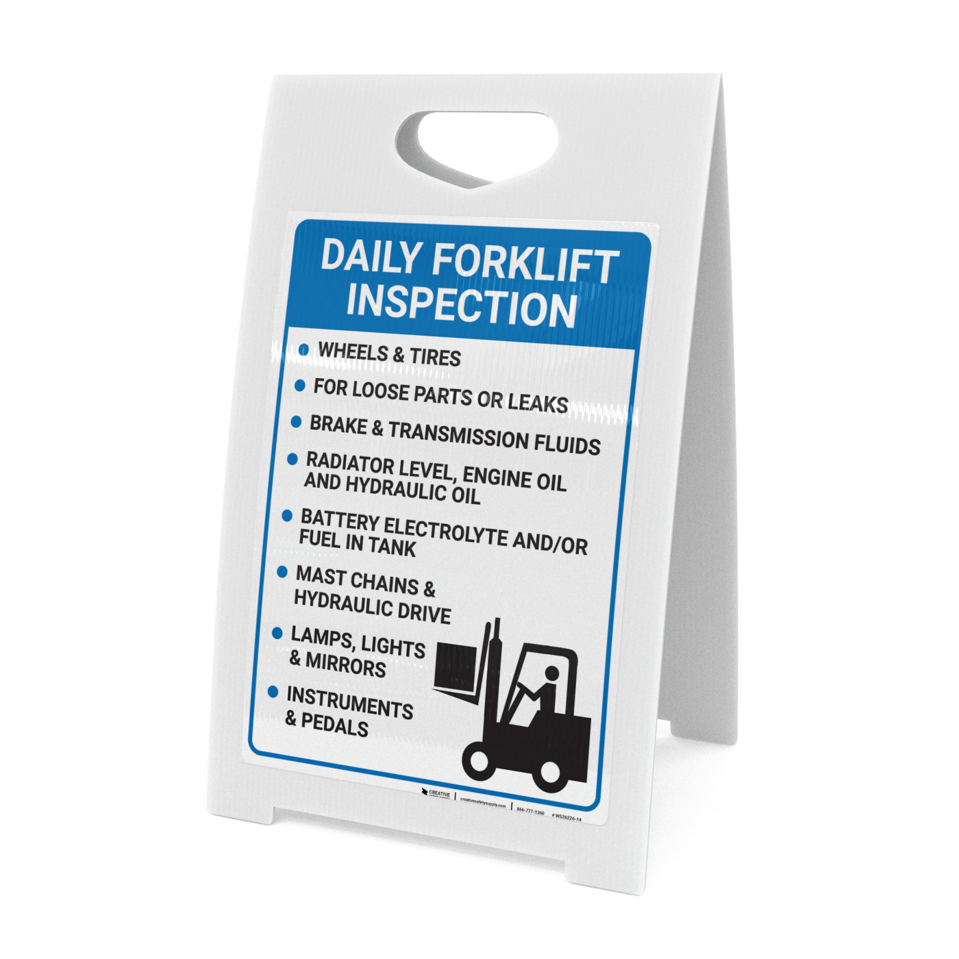 Daily Forklift Inspection with Icon Portrait - A-Frame Sign