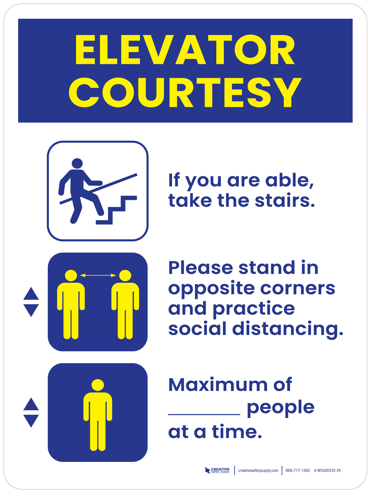 Elevator Courtesy - Take Stairs, Social Distancing, Maximum Amount of ...