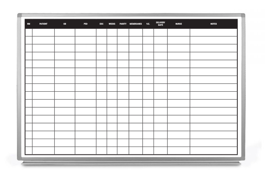 Maternity Dry-Erase Hospital Whiteboard (Version 1) | Creative Safety ...