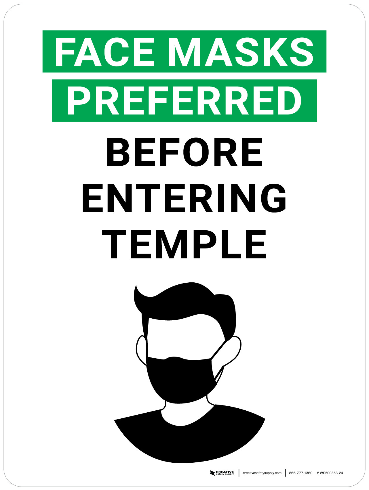 Face Masks Preferred Before Entering Temple With Icon Portrait - Wall ...