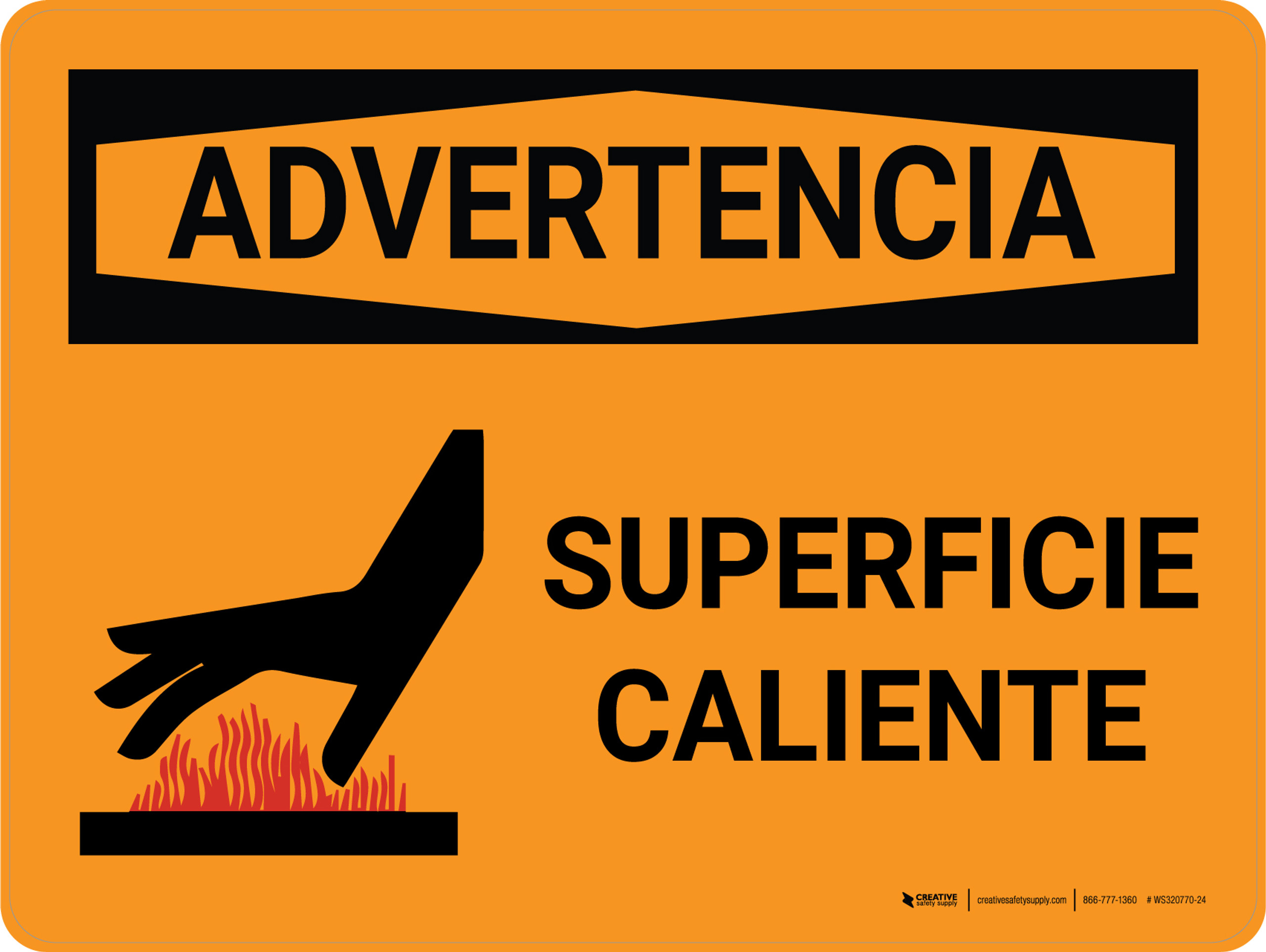 Advertencia Superficie Caliente Con Icono Horizontal Wall Sign