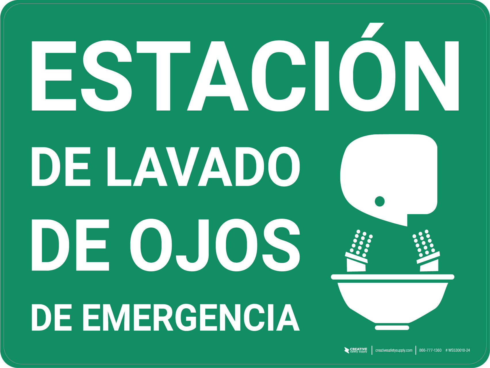 Estación de Lavado de Ojos de Emergencia Con Iconos - Wall Sign