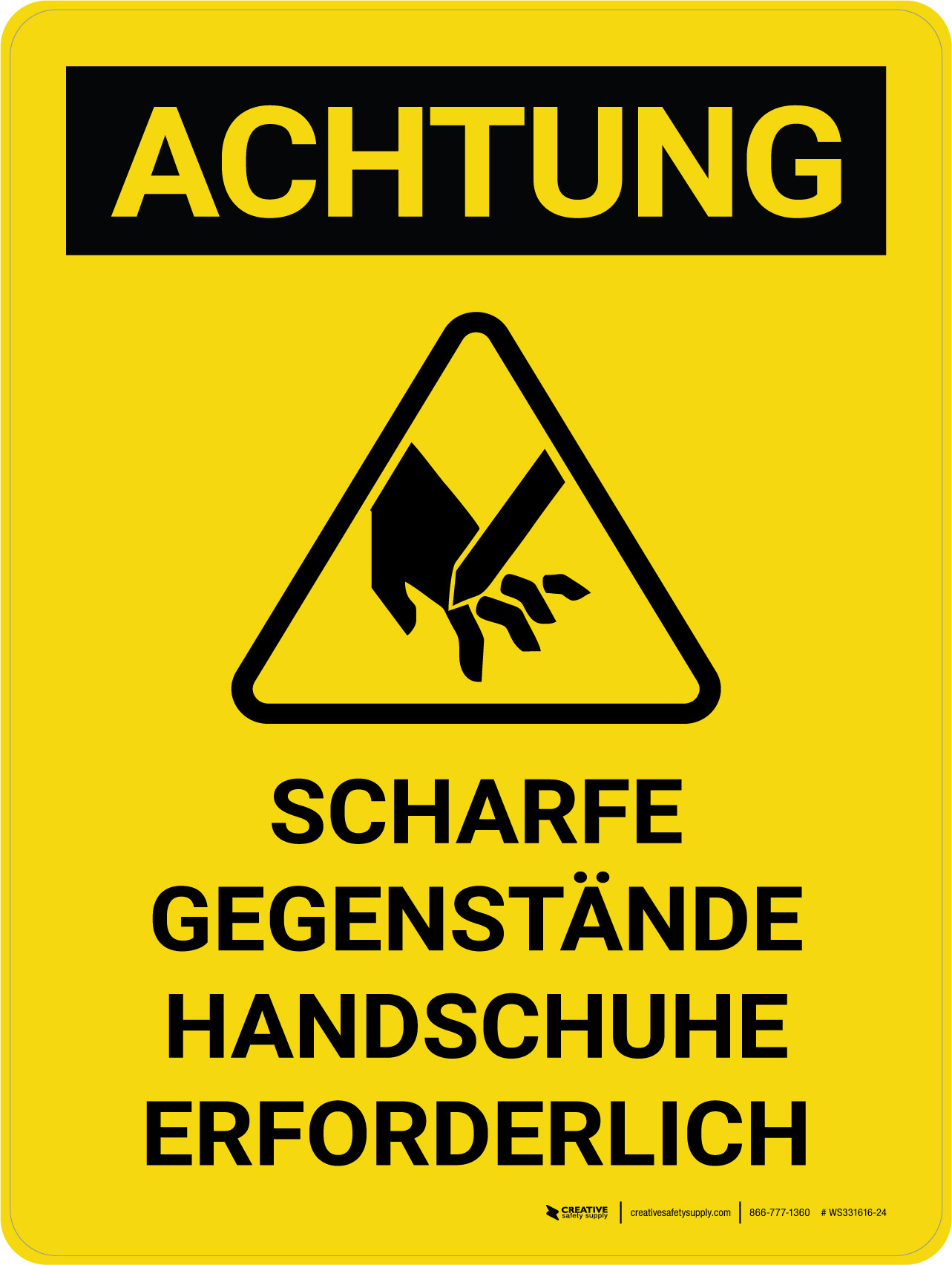 Achtung - PPE-scharfe Gegenstände Handschuhe Erforderlich (Caution ...