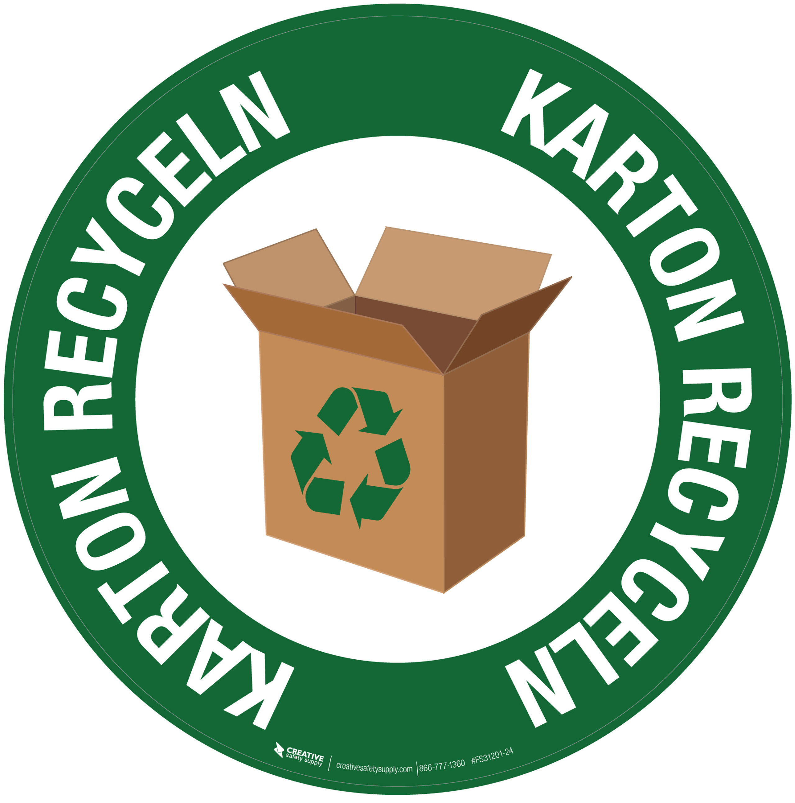 Karton Recyceln (Cardboard Recycling) Circular German - Floor Sign