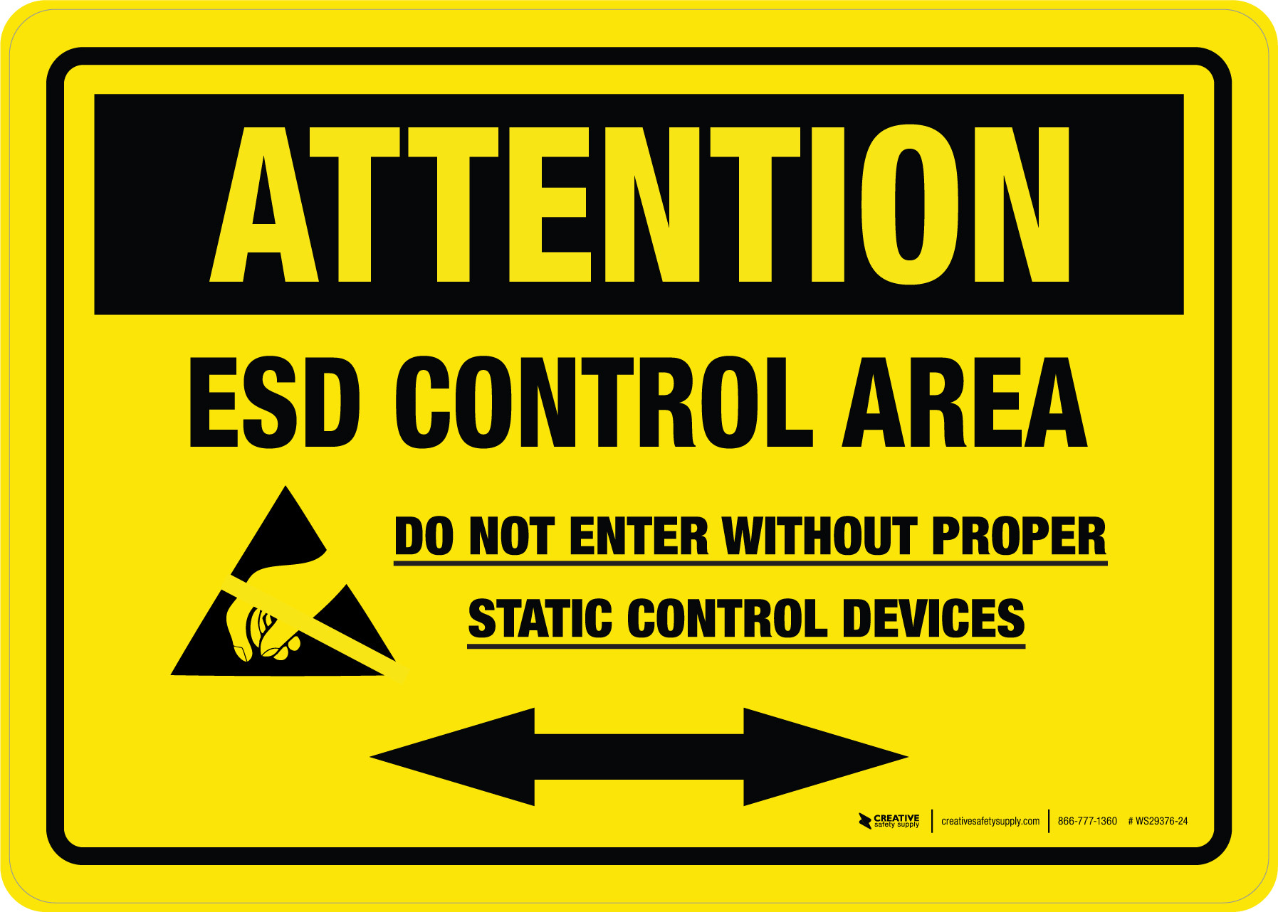 ESD Control Area - Proper Static Control Devices Required