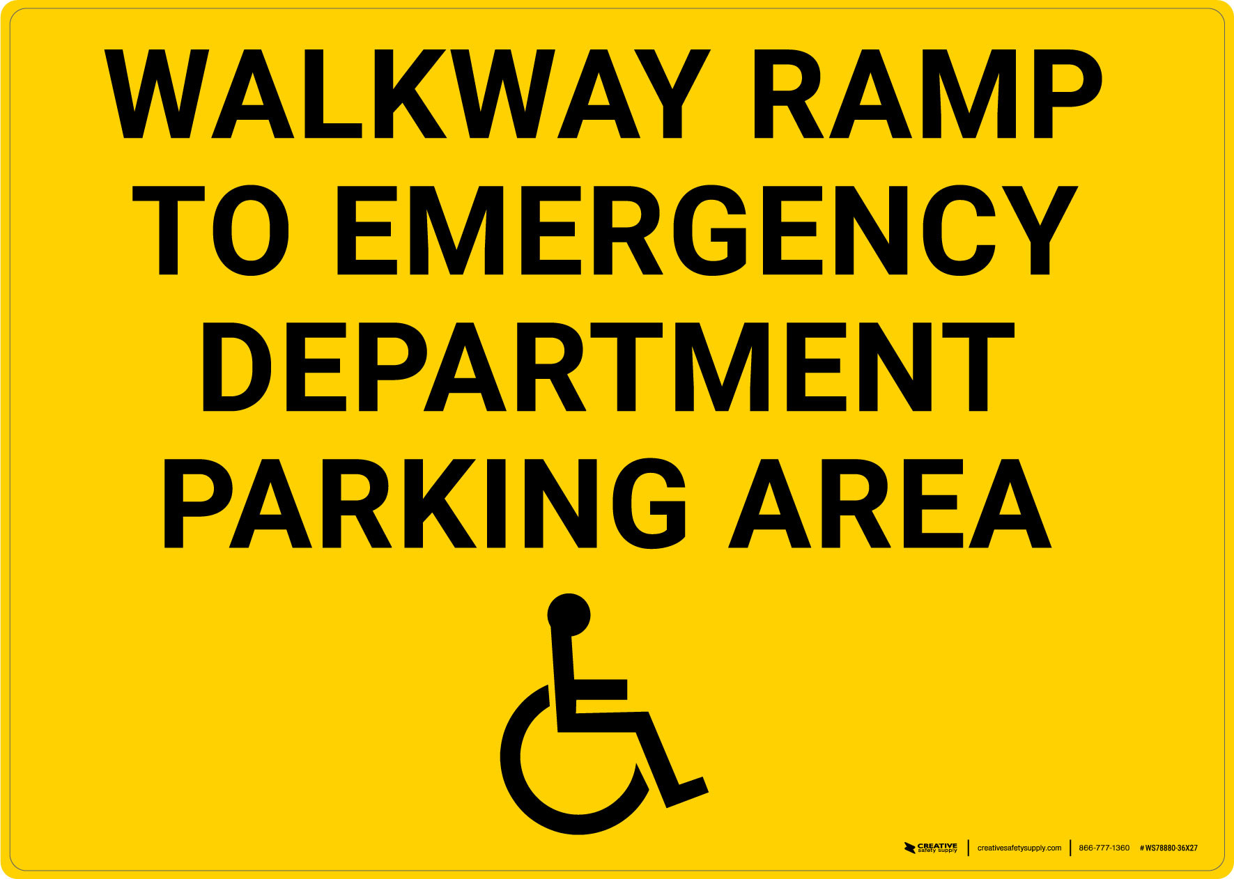 Walkway Ramp to Emergency Department Parking Area with ADA Icon ...