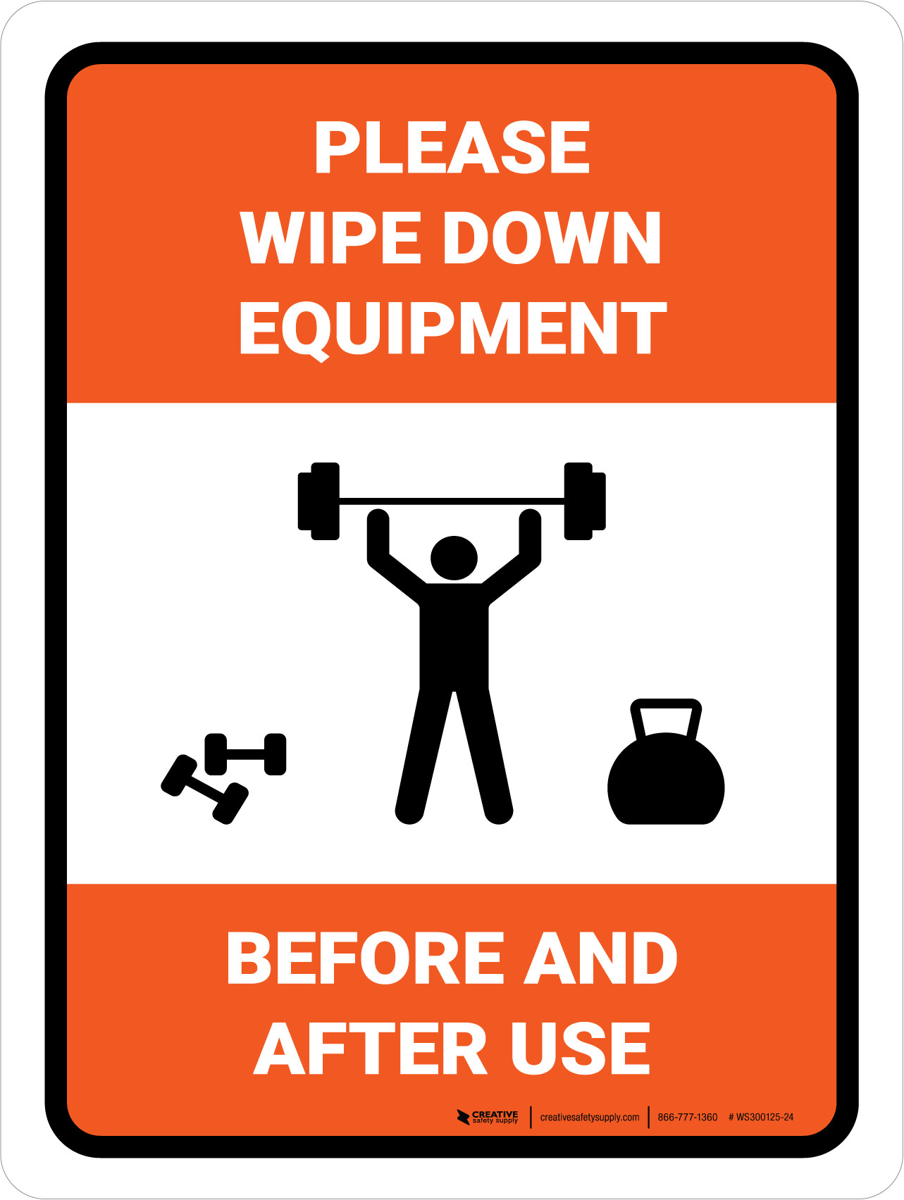 Please Wipe Down Equipment Before and After Use Portrait - Wall Sign