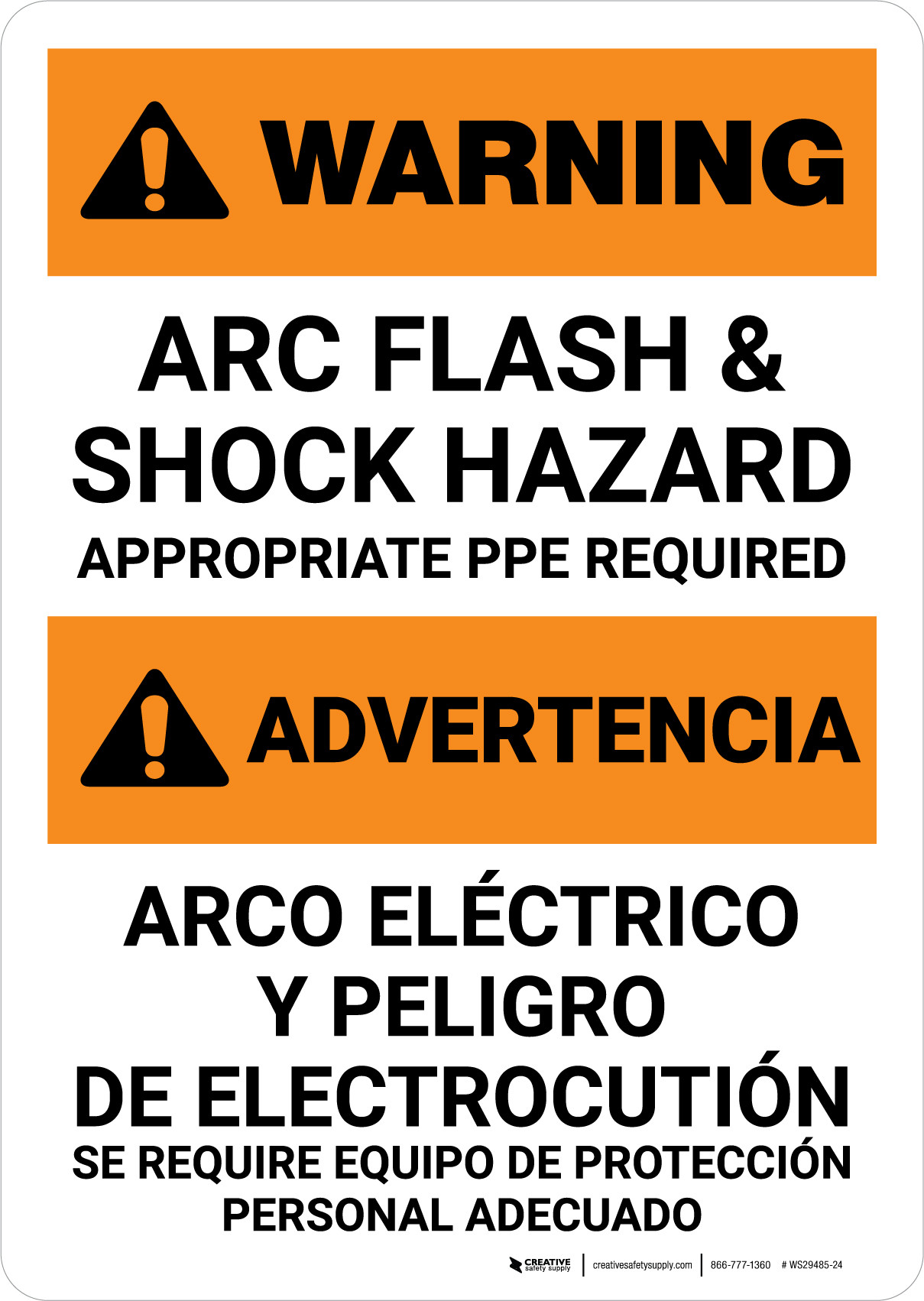 Warning: Arc Flash & Shock Hazard - Approriate PPE Required Bilingual ...