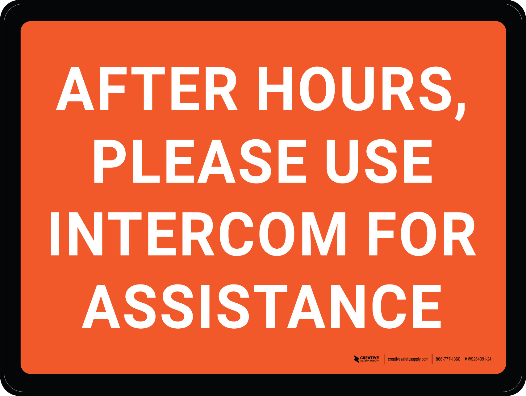 After Hours Please Use Intercom For Assistance Landscape - Wall Sign