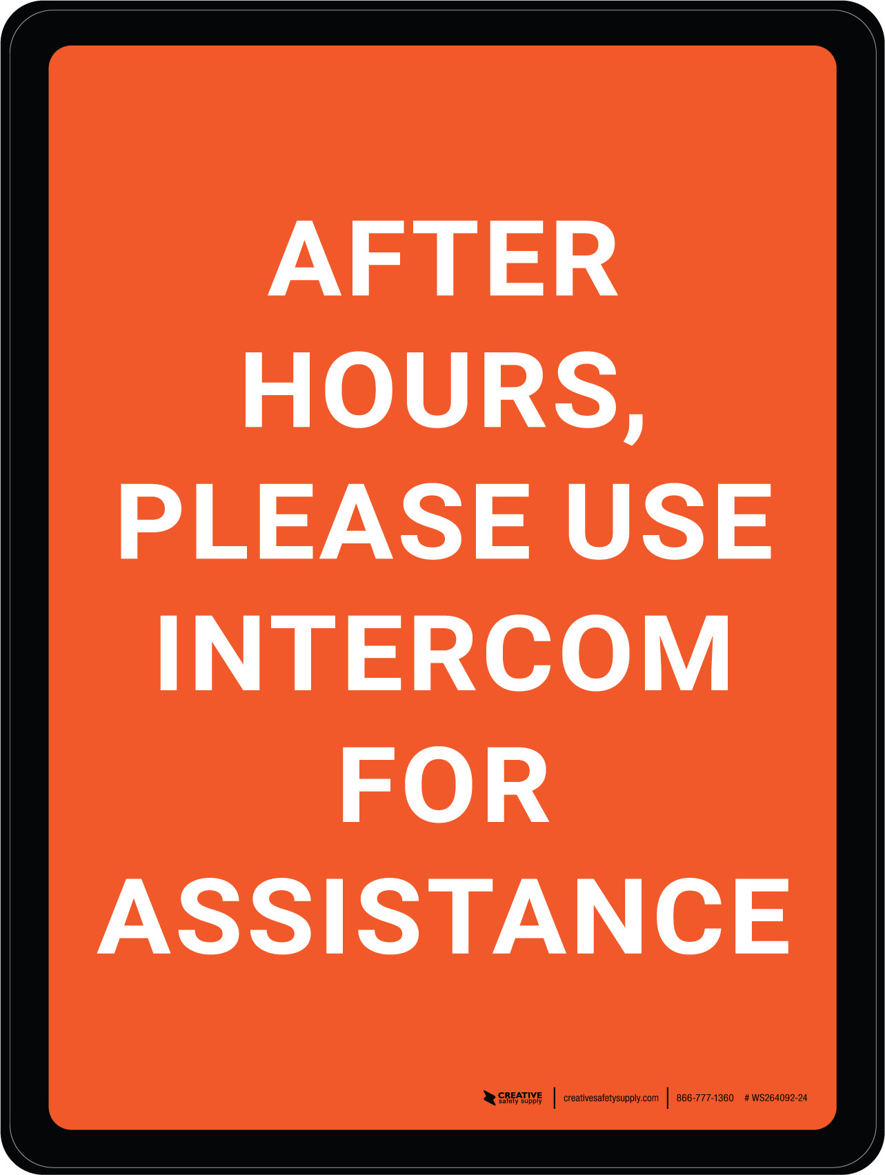 After Hours Please Use Intercom For Assistance Portrait - Wall Sign