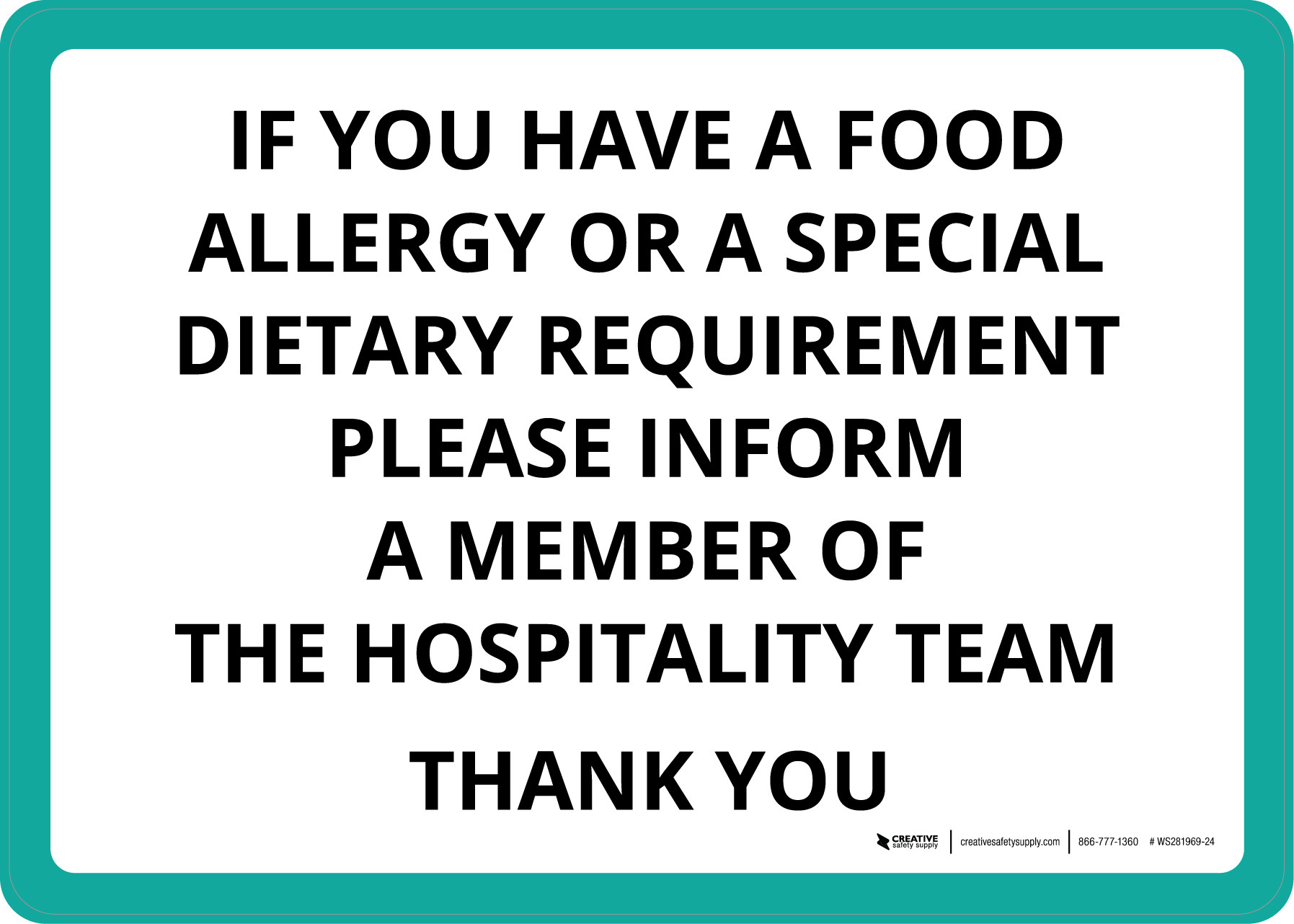 If You Have Food Allergy or Dietary Requirement Inform Hospitality Team ...
