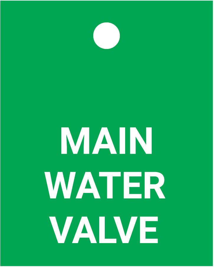 Main Water Valve - Valve Tag