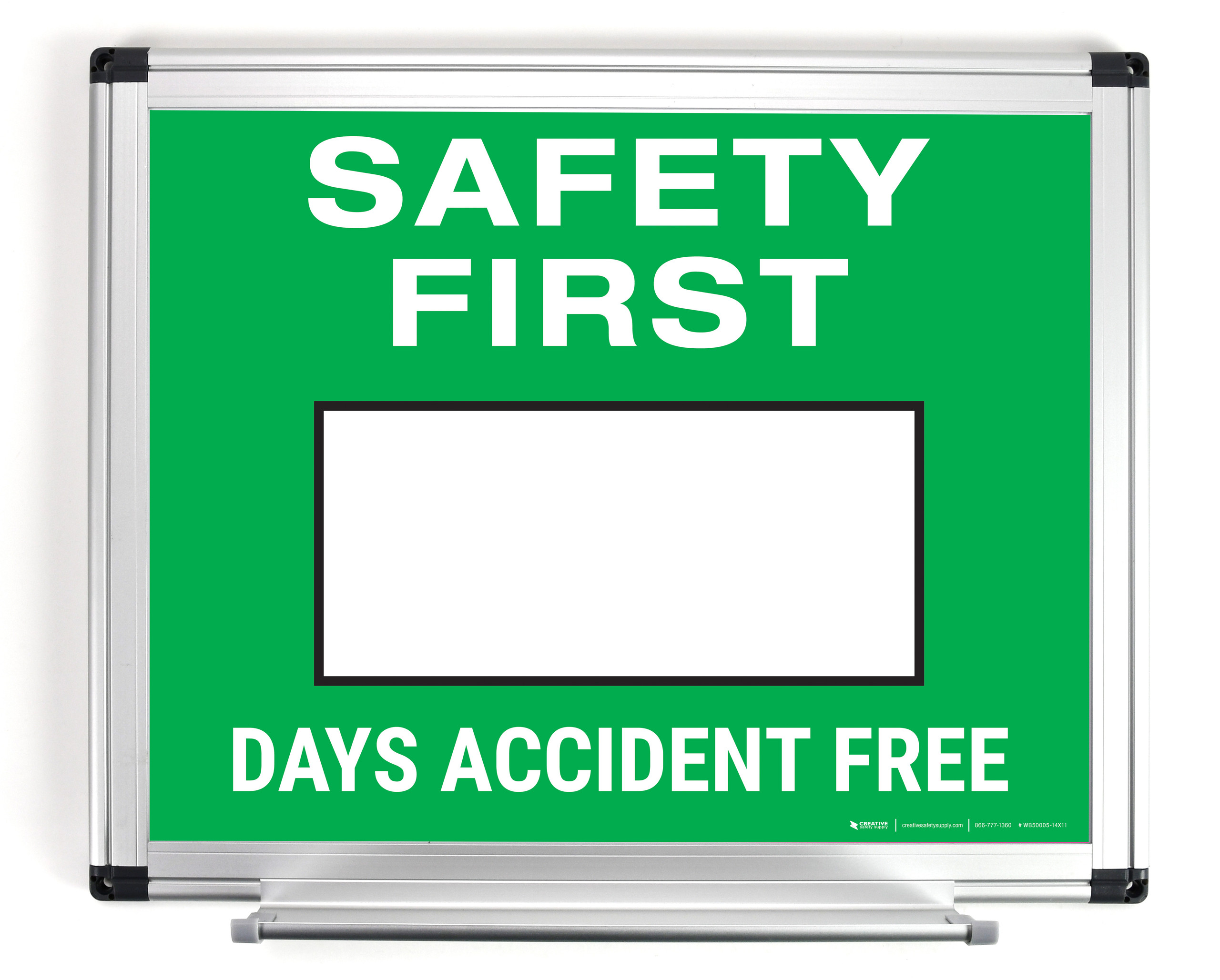 Safety First (Days Accident Free) - 14X11 Dry Erase Whiteboard