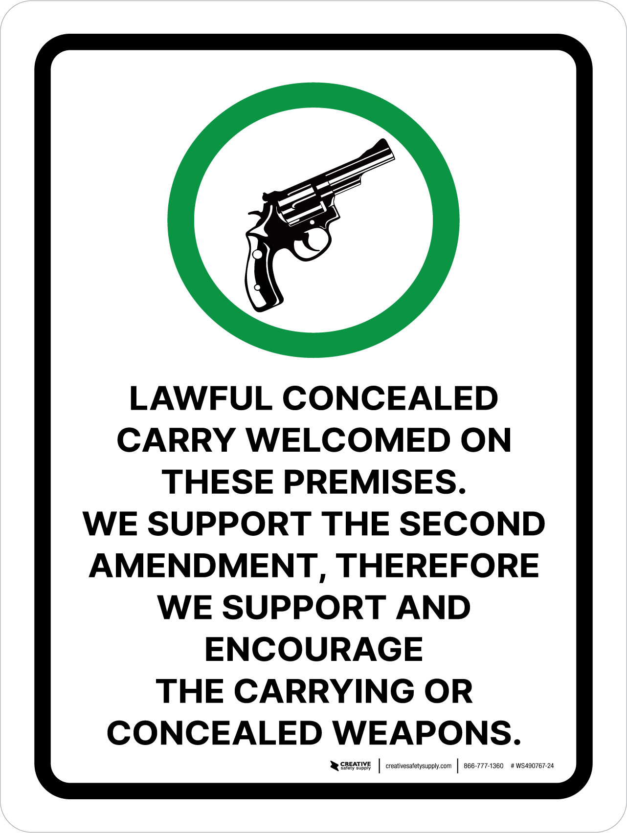 Lawful Concealed Carry Welcomed On These Premises Portrait - Wall Sign