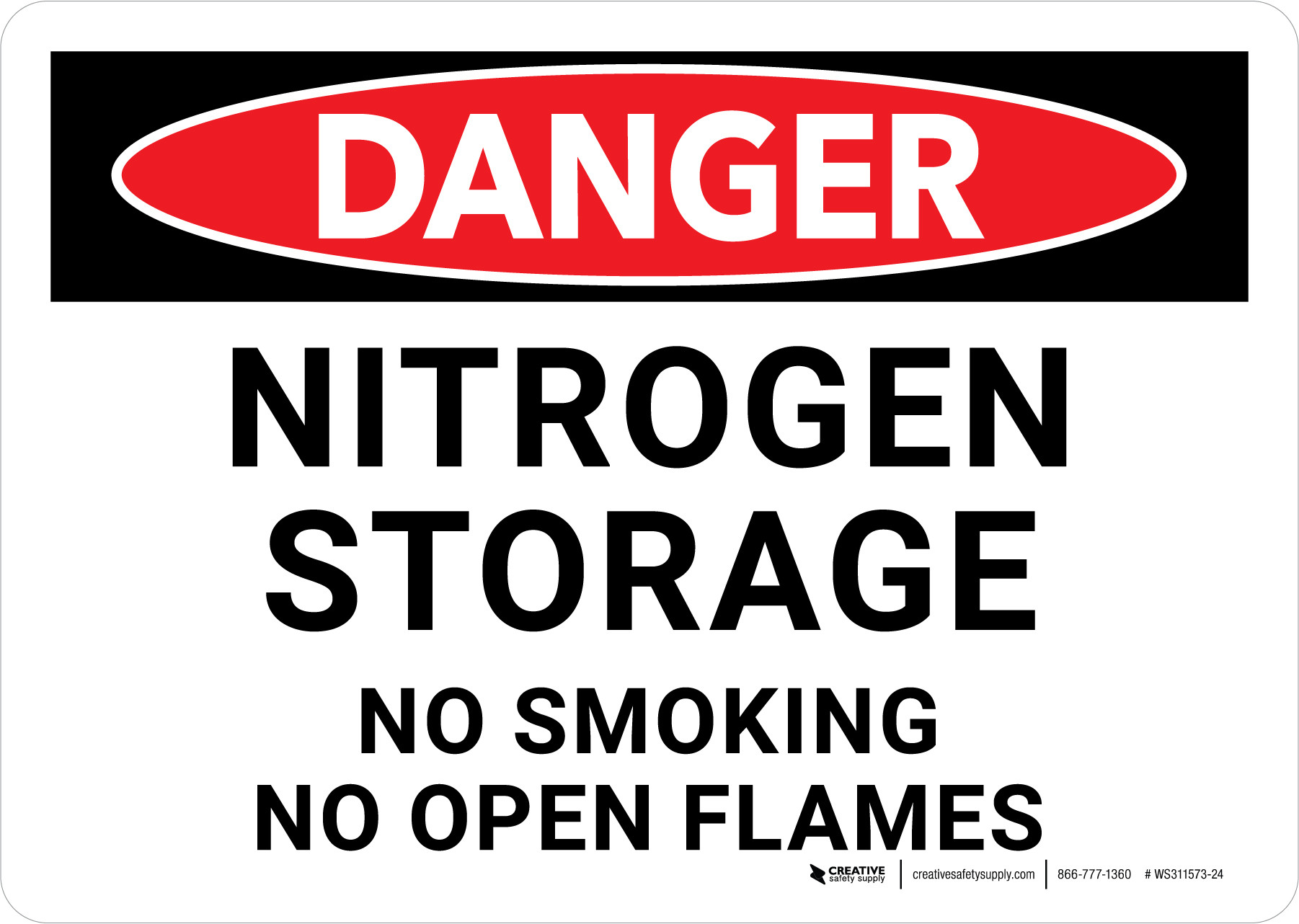 Danger: Nitrogen Storage No Smoking No Open Flames Landscape - Wall Sign
