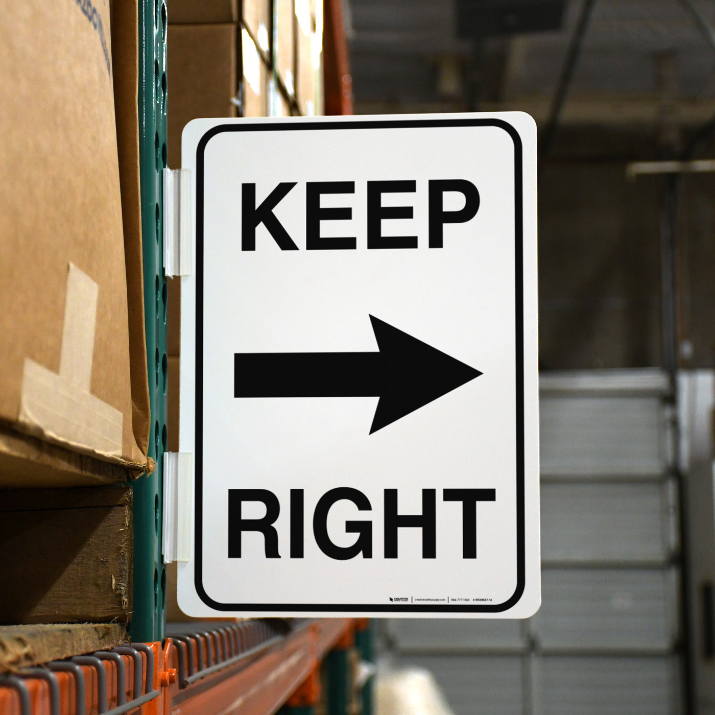 Keep Right with Arrow Right Portrait - Double-Sided Cone Signs
