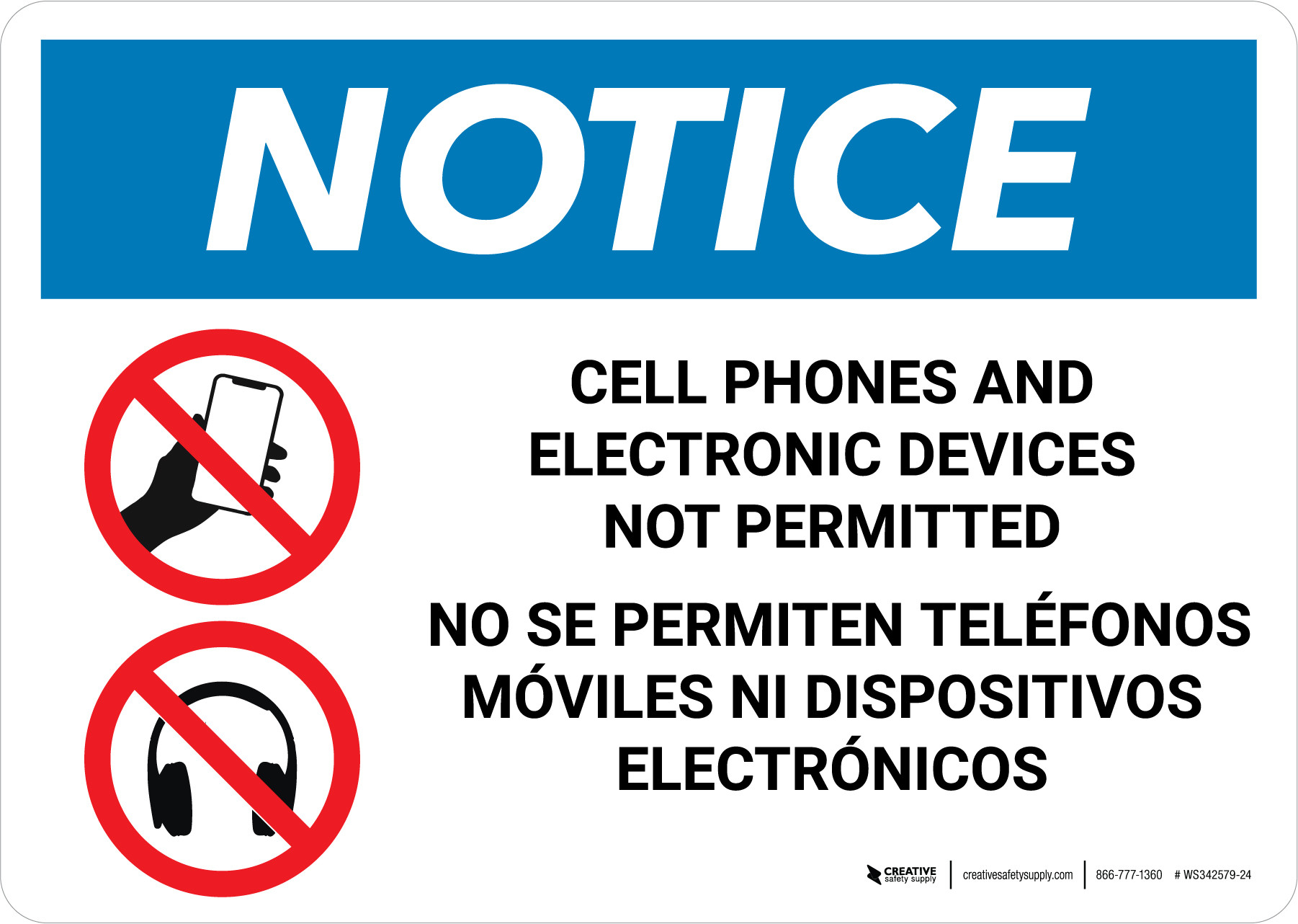 Notice: Cell Phones/Electronic Devices not Permitted Spanish Bilingual ...
