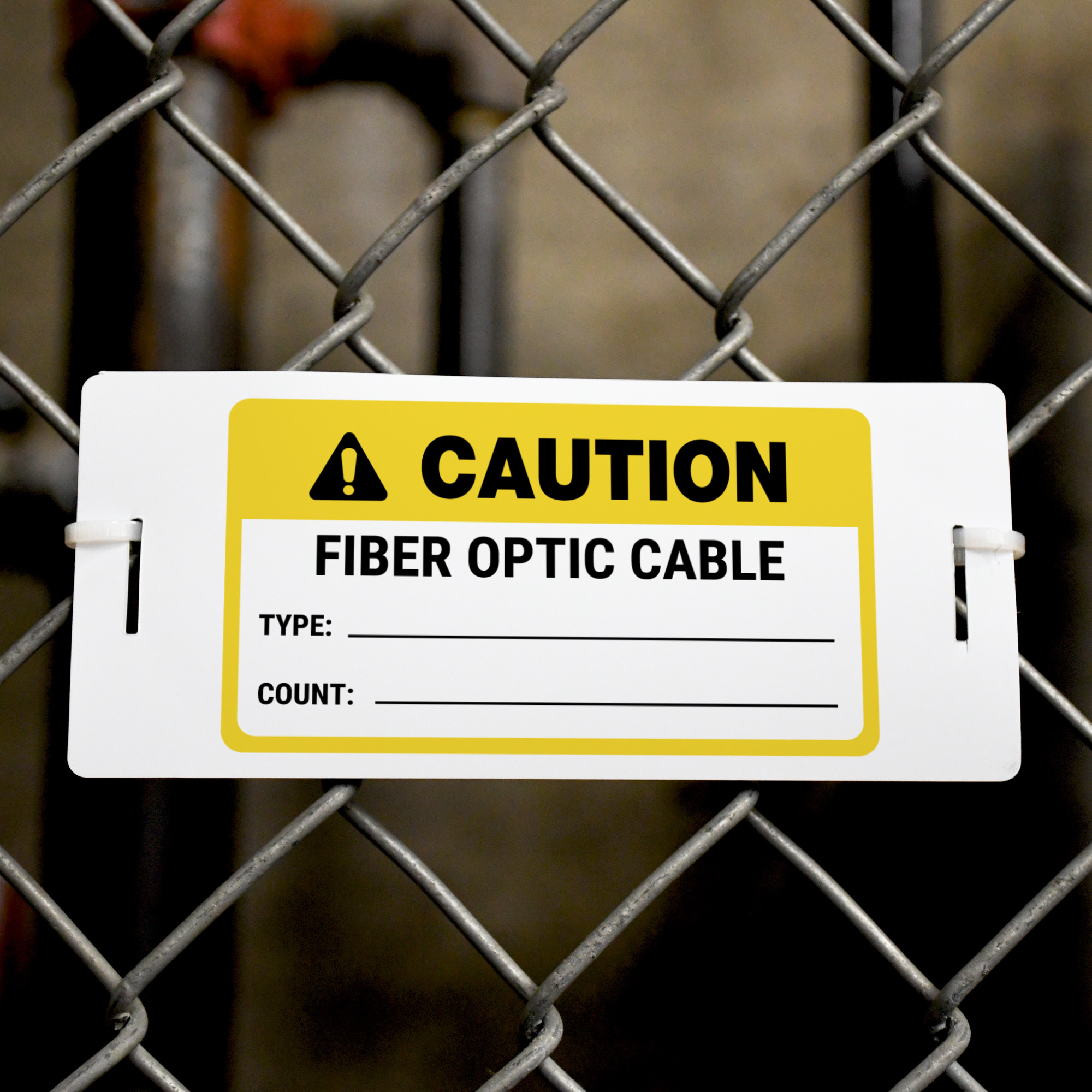 Caution: Fiber Optic Cable - Type/Count - Zip-on Tag | Creative Safety ...