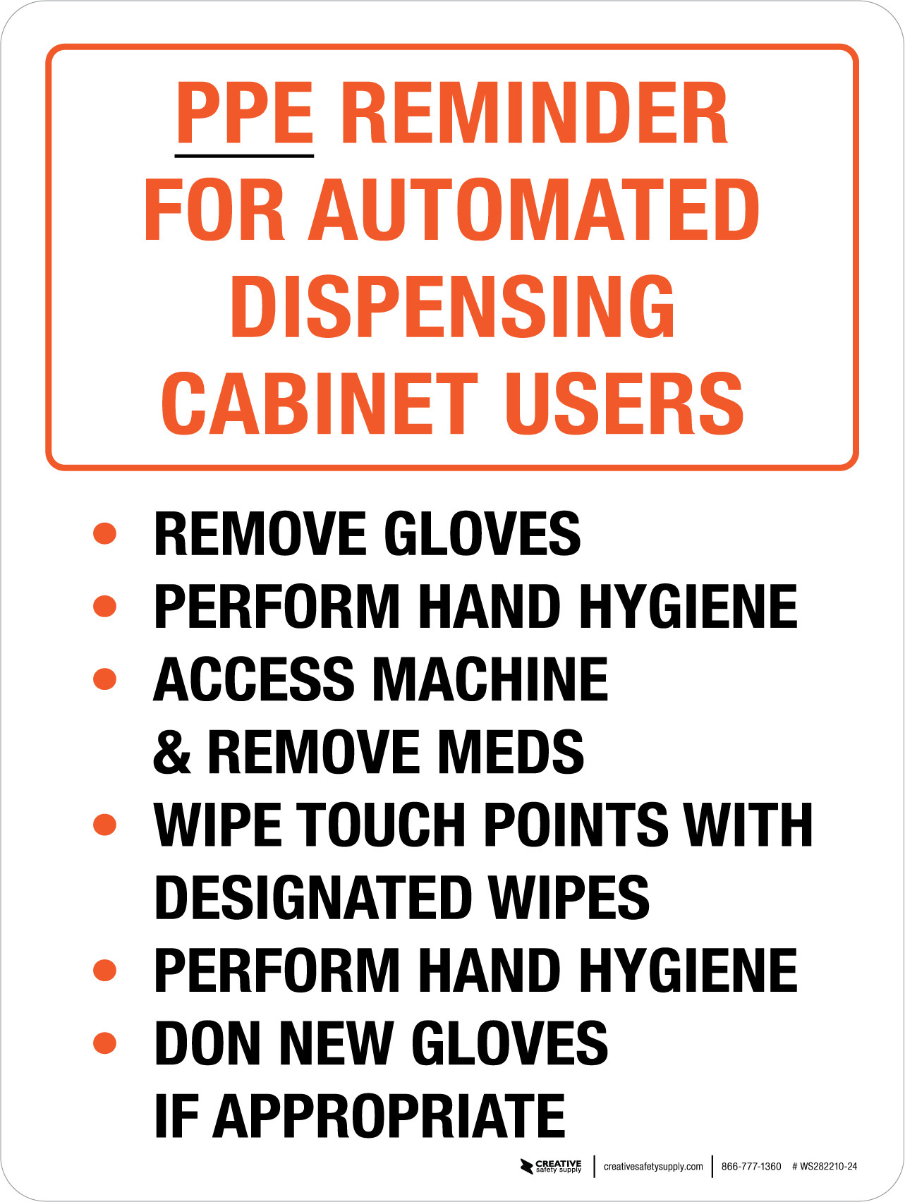 PPE Reminder For Automated Dispensing Cabinet Users Portrait - Wall Sign