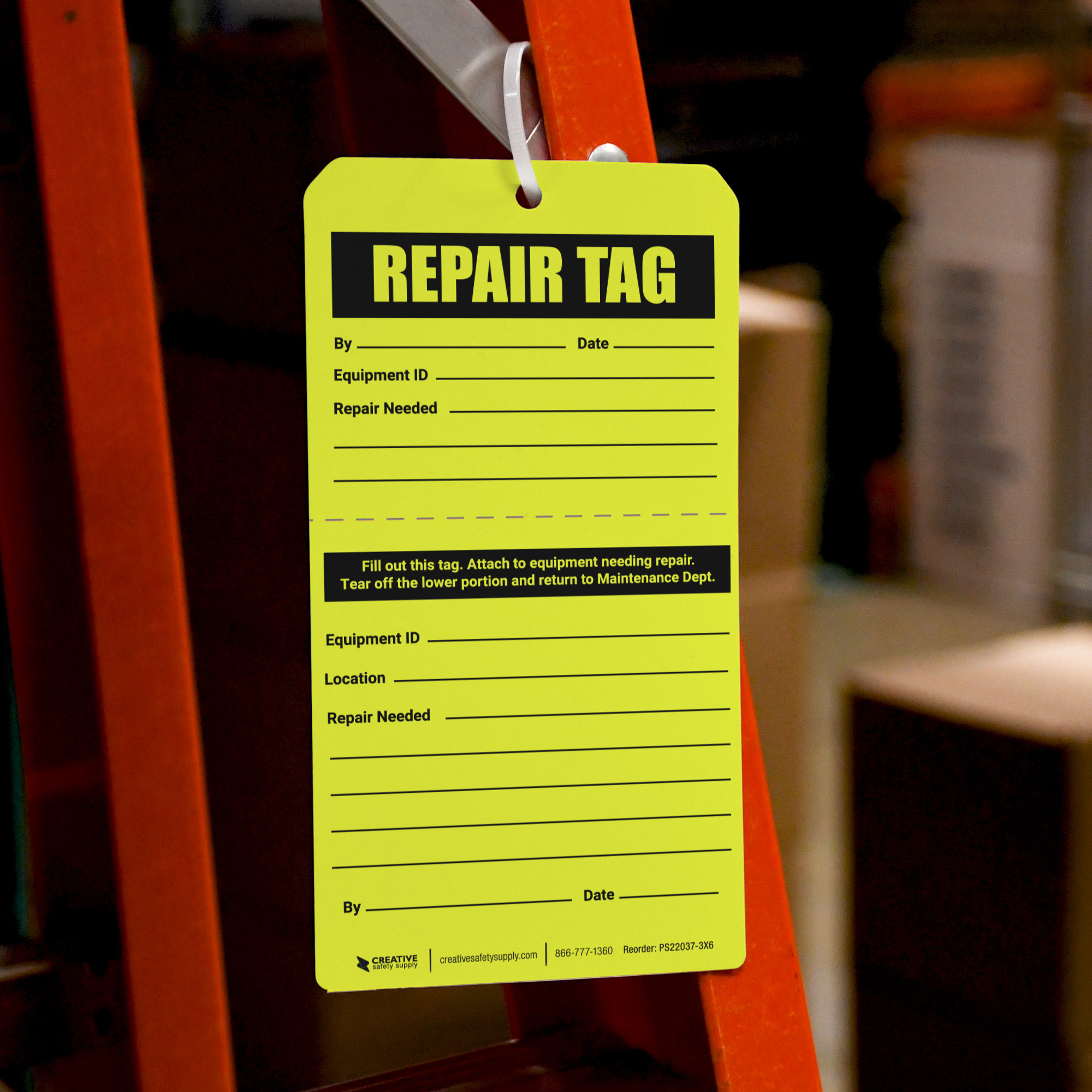Repair Tag Yellow - Tear-Off Tag